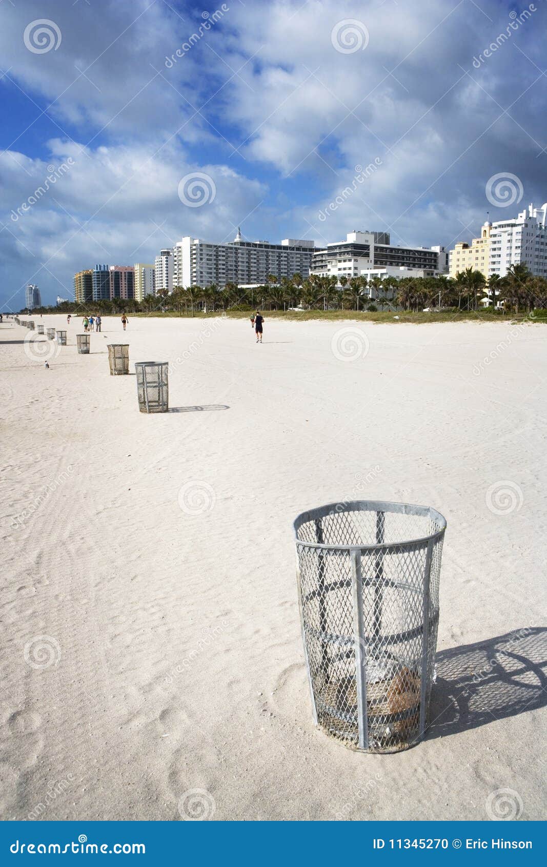 Palm Trees and High Rise Buildings on South Beach Stock Photo - Image ...