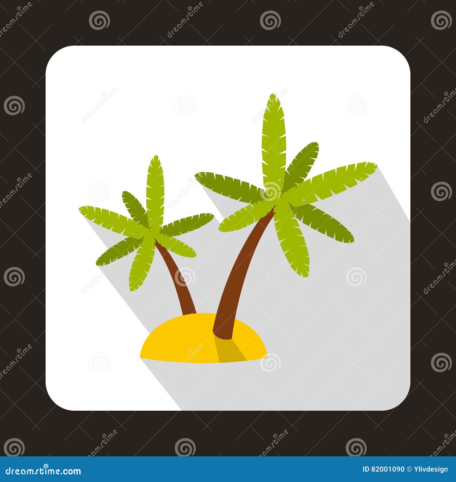Palm Trees on Island Icon, Flat Style Stock Vector - Illustration of ...