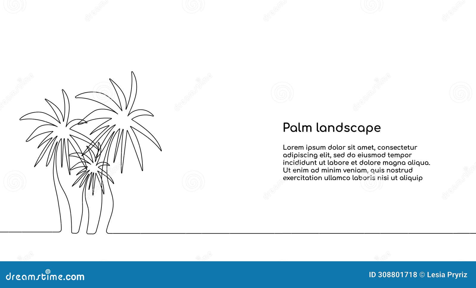 Palm Trees, Palm Landscape. Hand Drawing One Solid Line Stock Vector ...