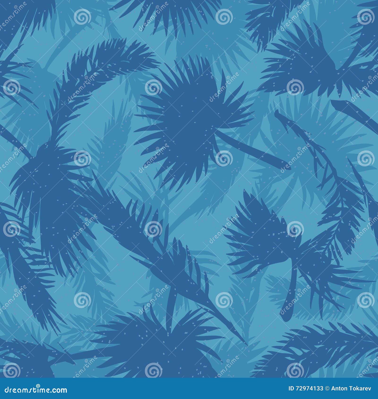 Palm Trees Leaves Pattern Blue Stock Vector - Illustration of ...