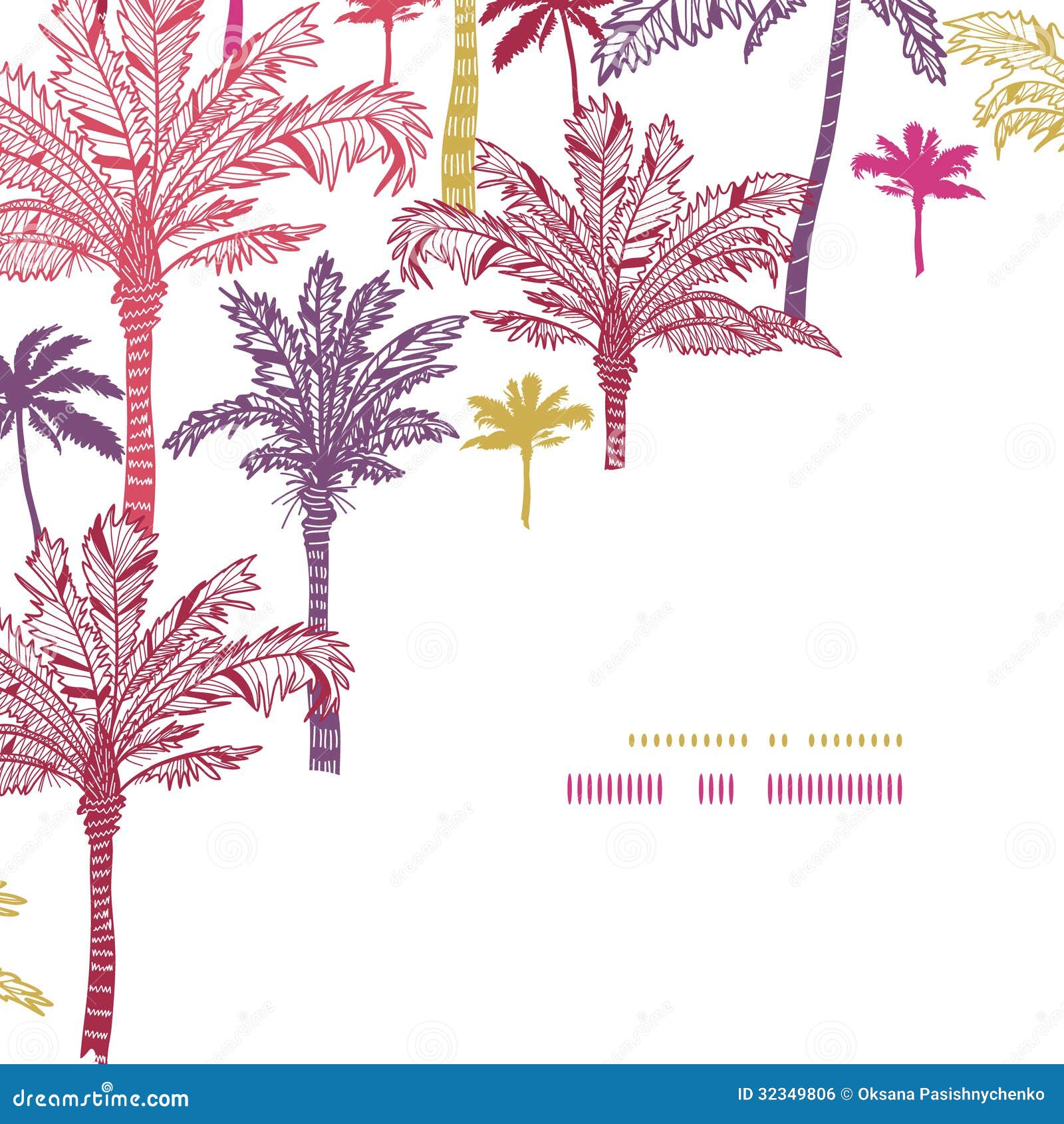 Palm Trees Seamless Corner Decor Pattern Stock Vector - Illustration of ...