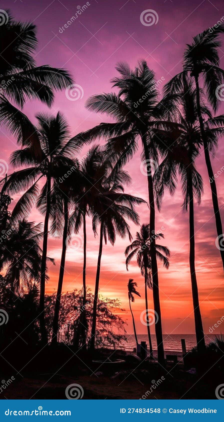 Palm Trees Silhouette. Clump of Palms at Sunset in the Tropics Stock ...