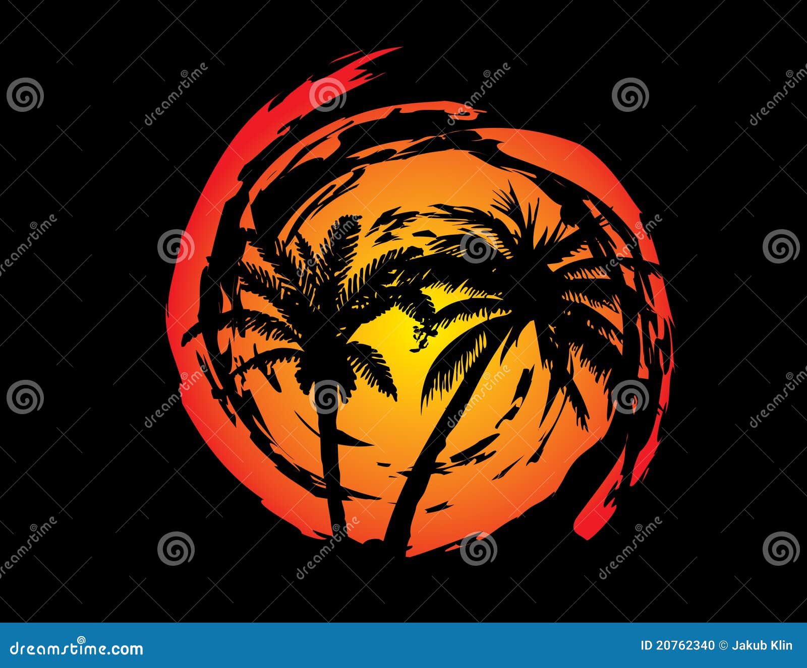 Palm trees with sun stock vector. Illustration of concept - 20762340