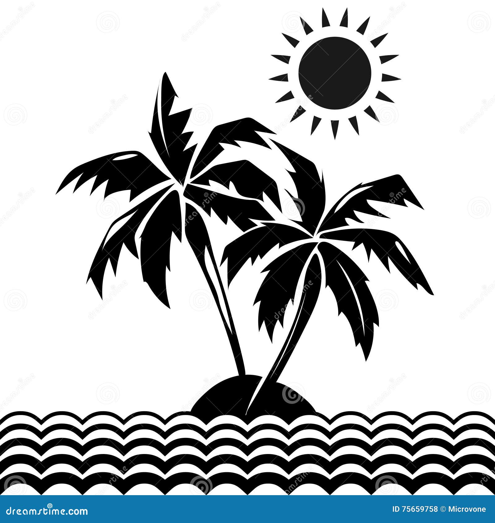 Palm Trees and Sun Design Elements Stock Vector - Illustration of ...