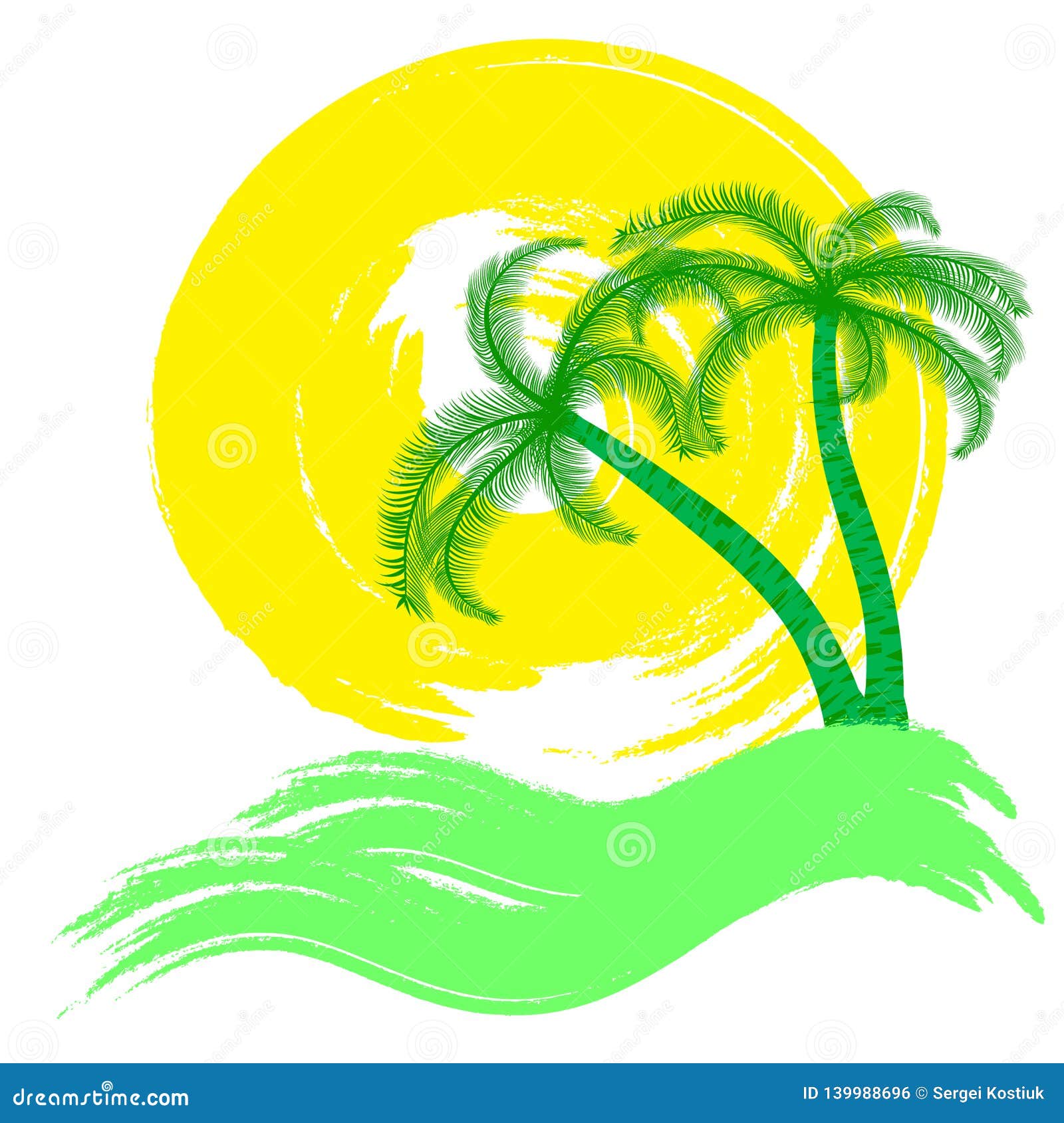 Palm trees and sun vector stock vector. Illustration of coconut - 139988696