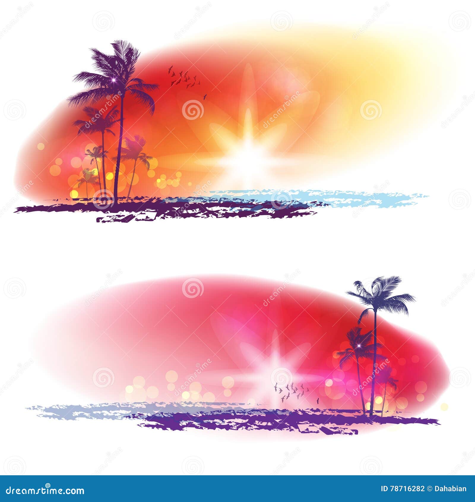 Palm trees at sunset. stock vector. Illustration of high - 78716282