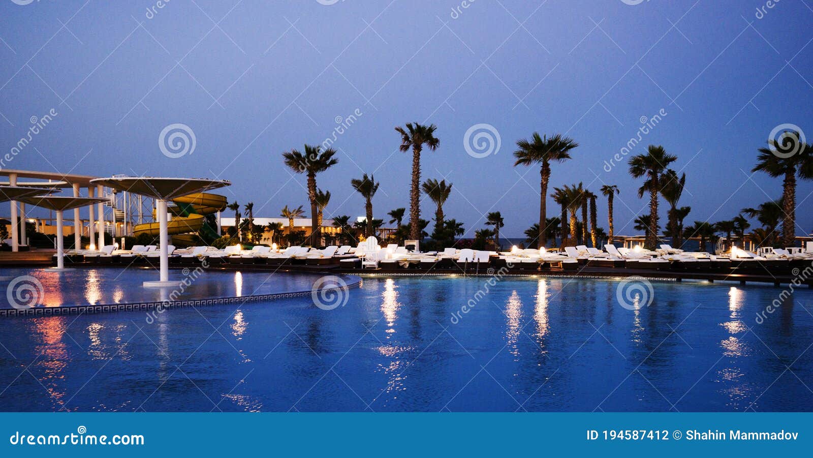 Palm Trees, Swimming Pool, Sun Beds, Recreation Center on the Beach ... Palm Trees, Swimming Pool, Sun Beds, Recreation Center on the Beach ...