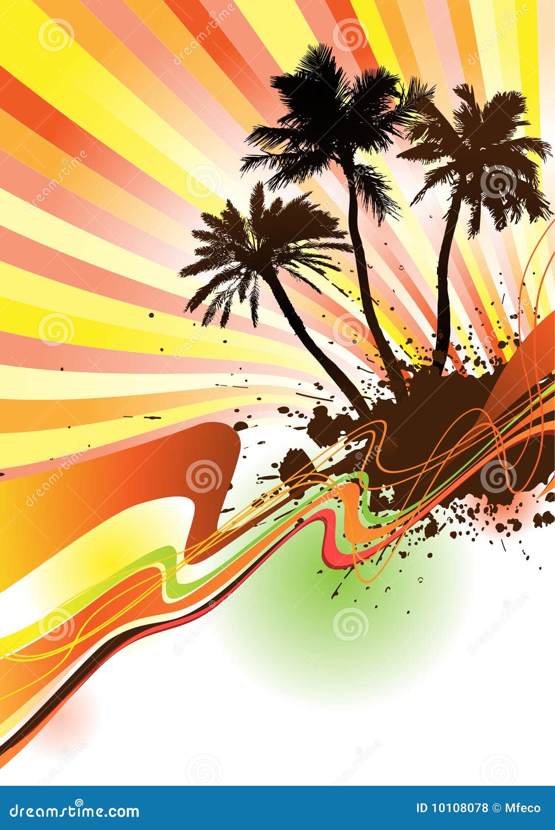 Palm Trees with Text Area Vector Stock Vector - Illustration of retro ...