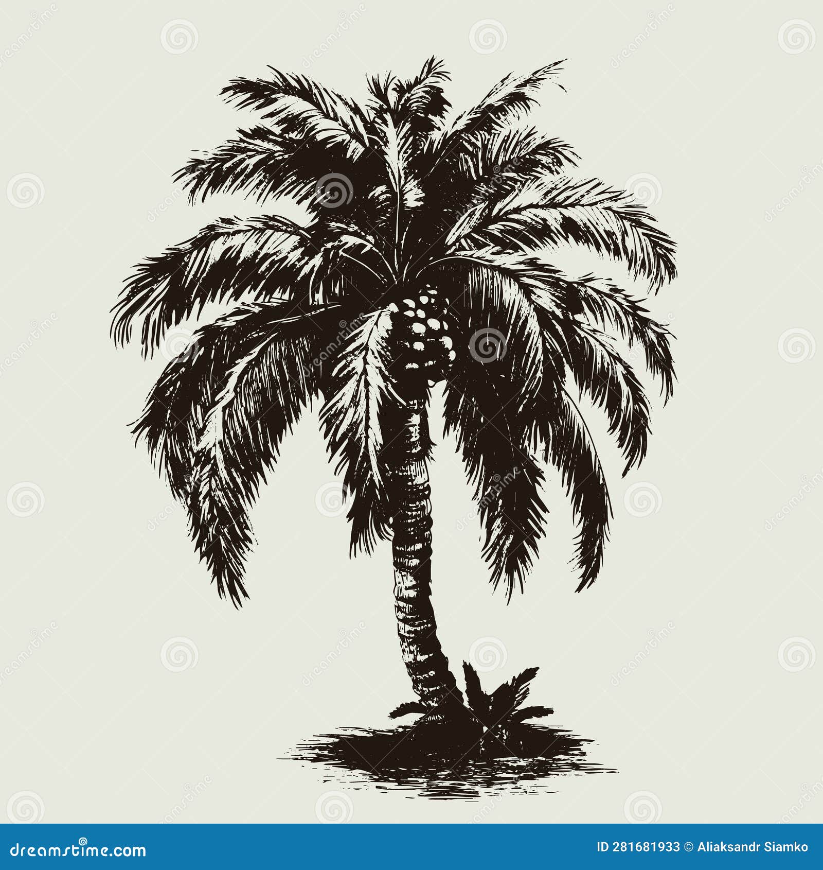 Palm Vector Drawing. Isolated Hand Drawn, Engraved Style Illustration ...