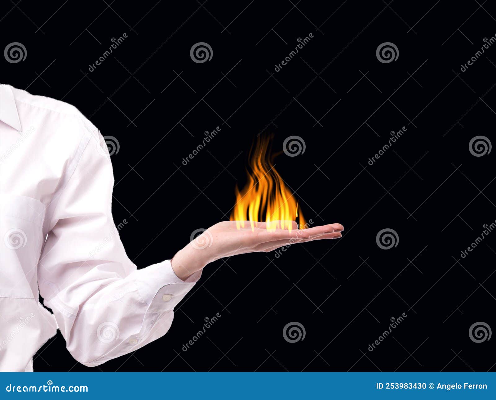 Palm of Your Hand with Burning Fire- Stock Photo - Image of black ...