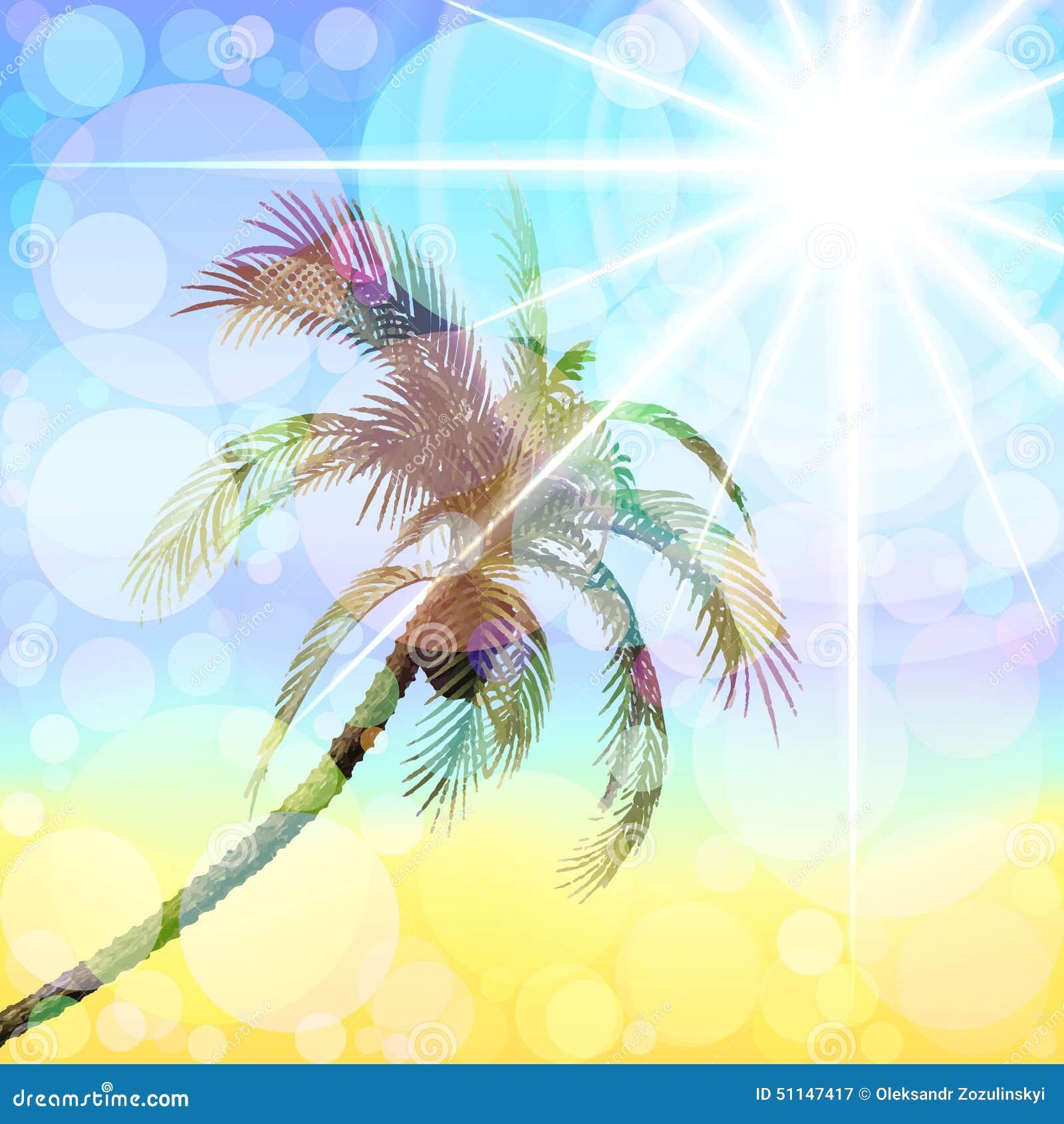 Palma on the Background of Blue Sky. Raster Stock Illustration ...