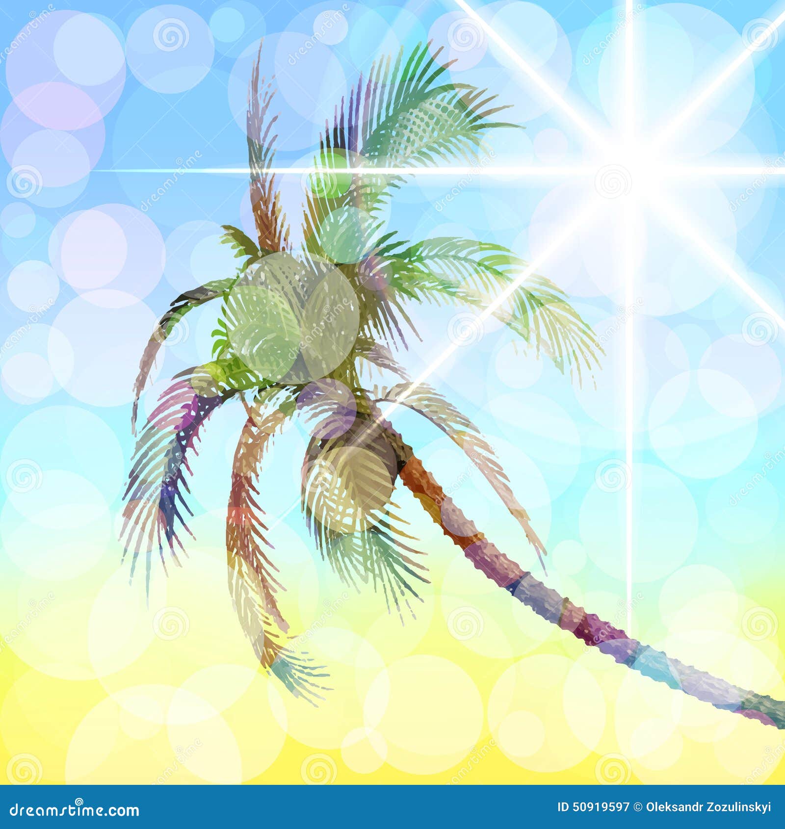 Palma on the Background of Blue Sky. Vector Stock Vector - Illustration ...