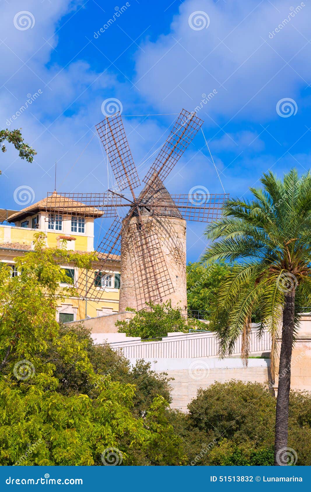 Palma De Majorca Windmills Wind Mill in Mallorca Stock Photo - Image of ...