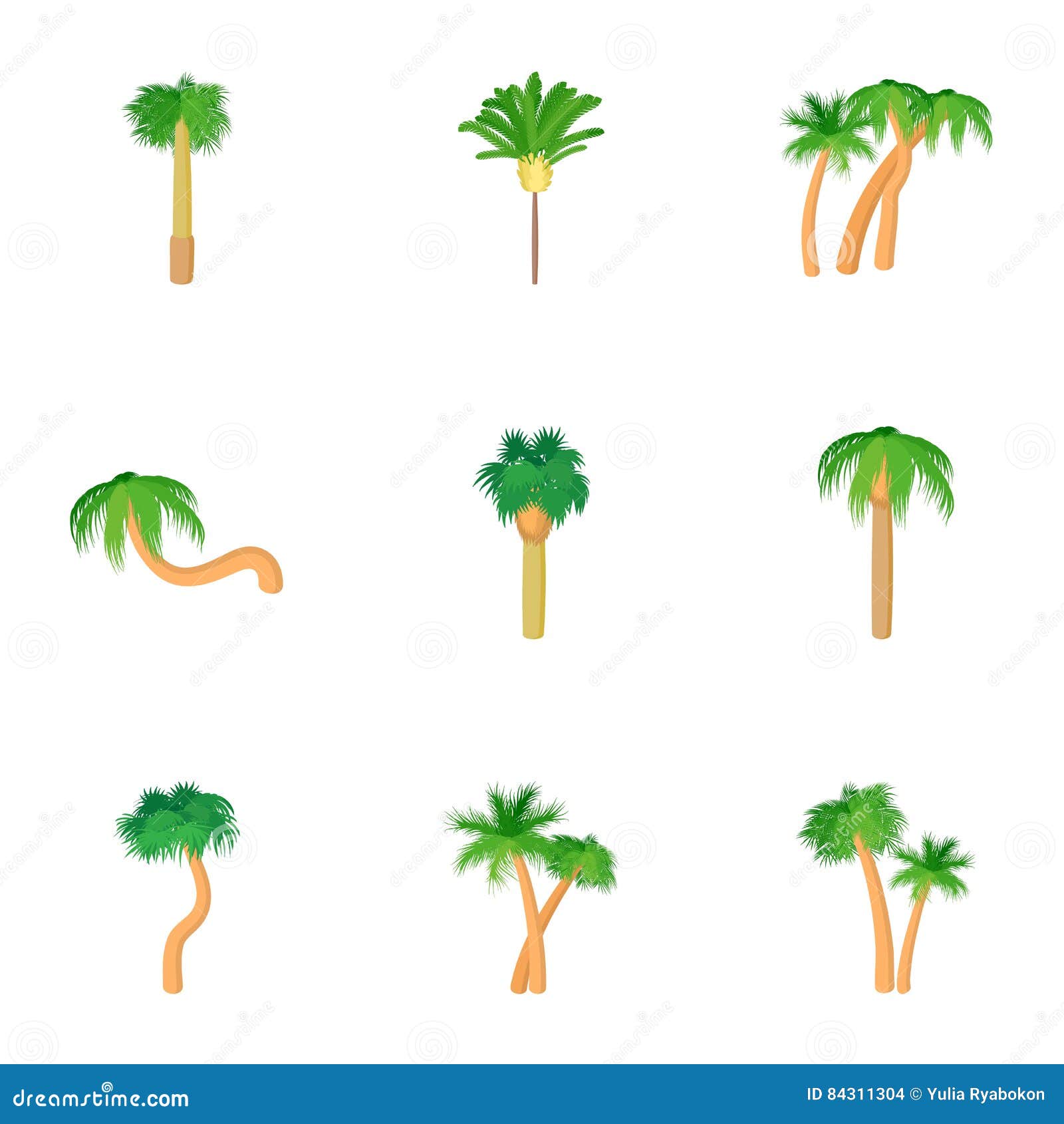 Palma Icons Set, Cartoon Style Stock Vector - Illustration of flora ...