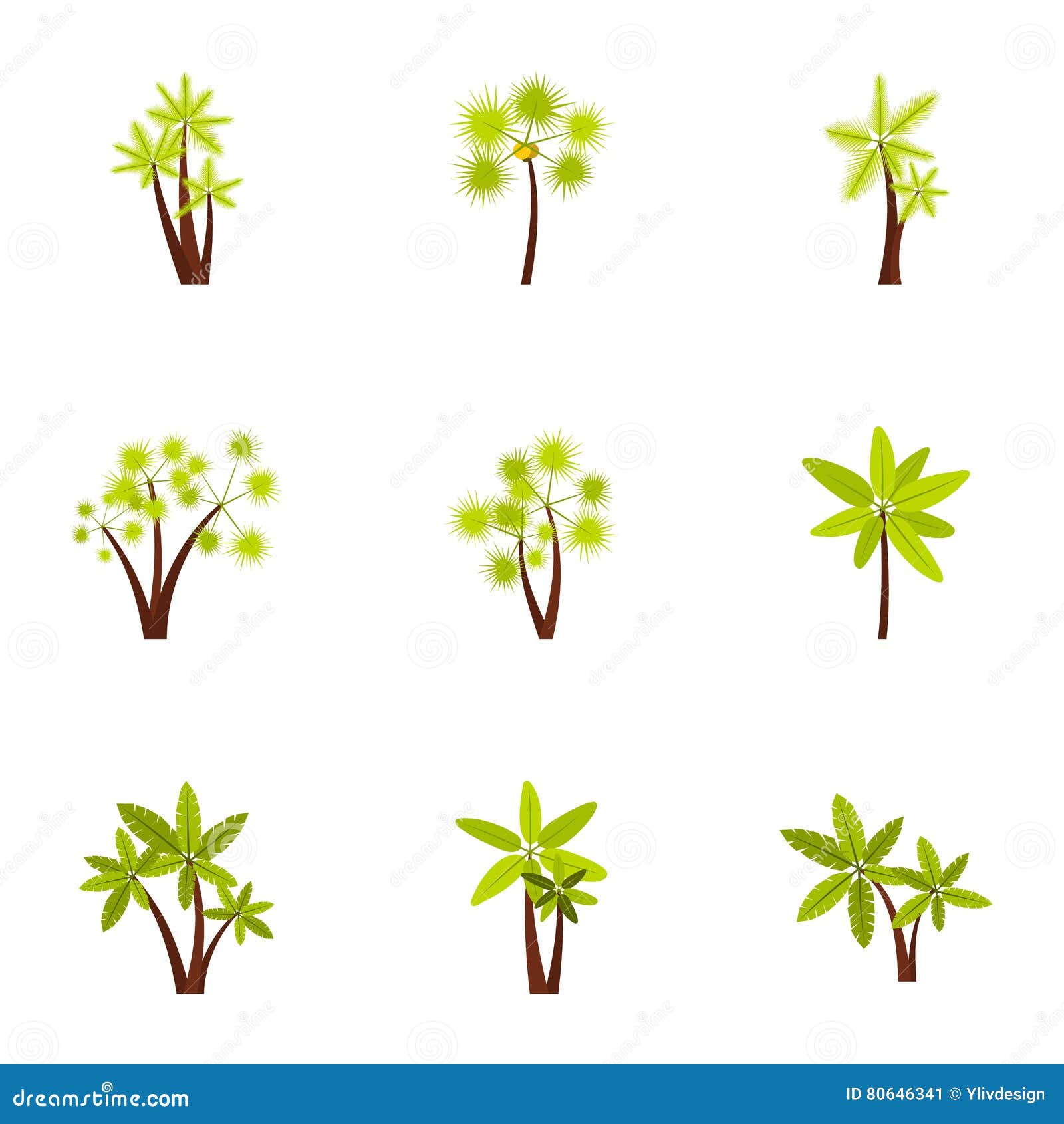 Palma Icons Set, Flat Style Stock Vector - Illustration of artwork ...