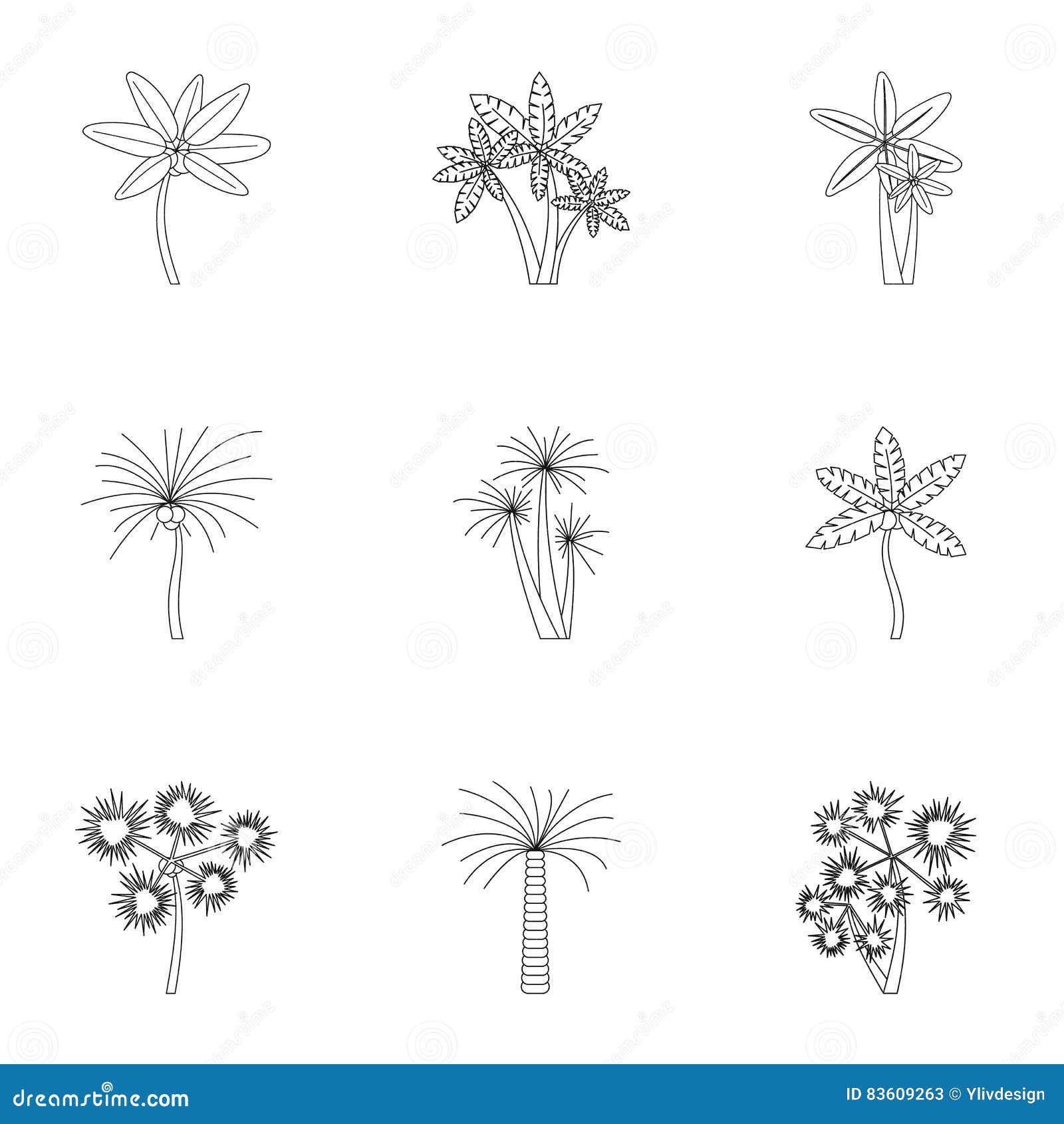 Palma Icons Set, Outline Style Stock Vector - Illustration of palma ...