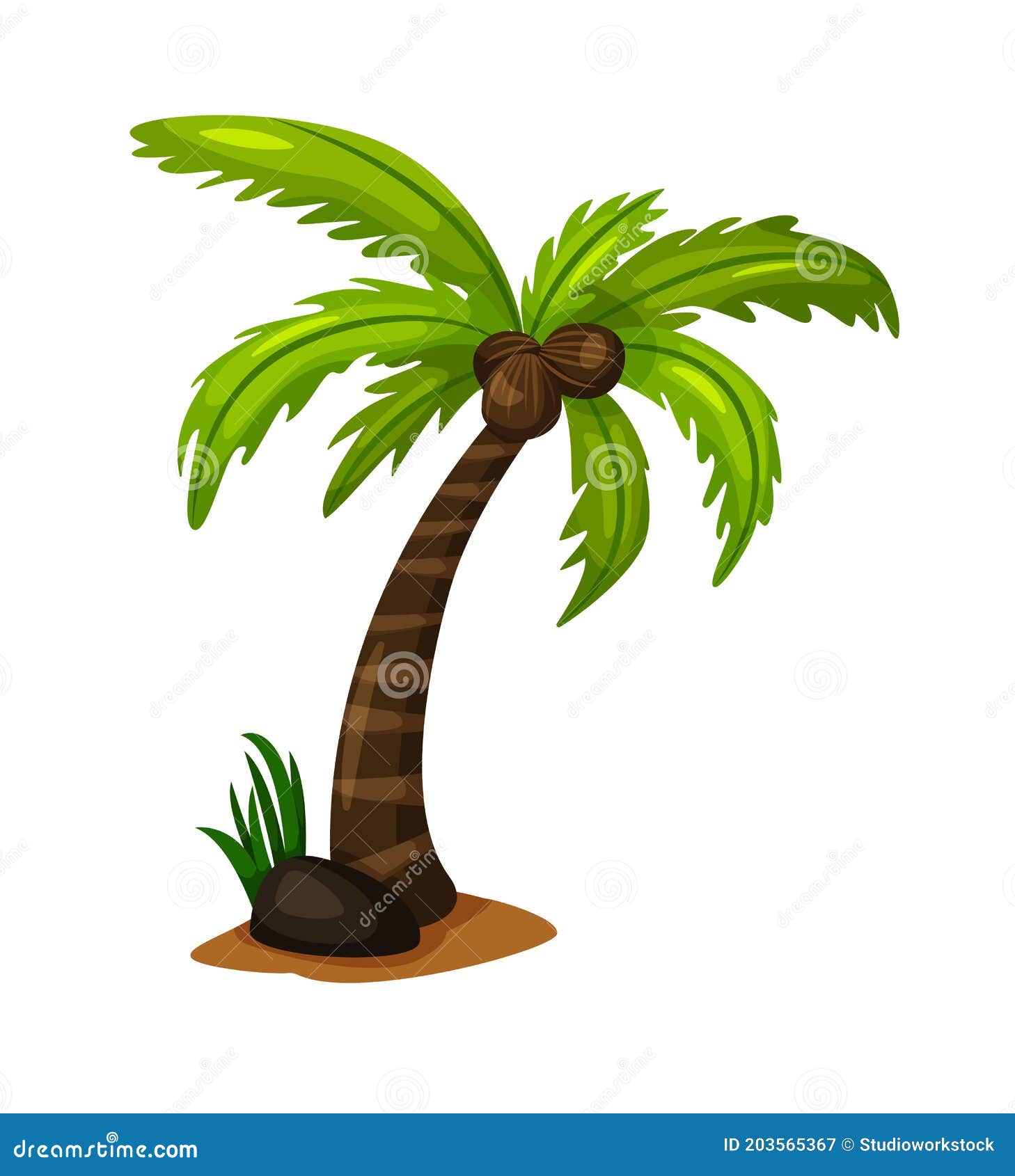 Palmera De Coco Inclinada Aislada Sobre Fondo Blanco Ilustración del ...