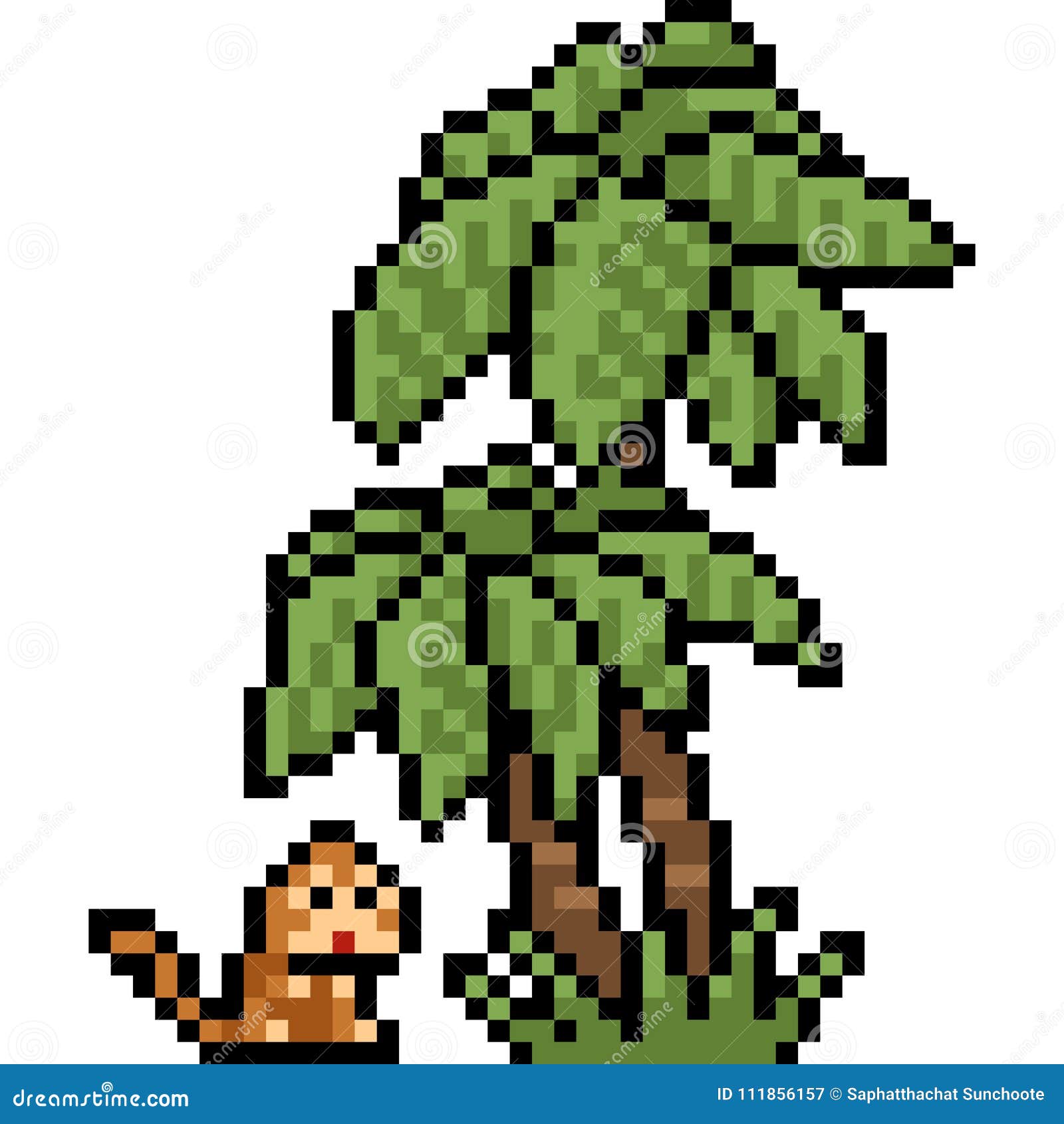 Palmera Del Mono Del Arte Del Pixel Del Vector Ilustración del Vector ...