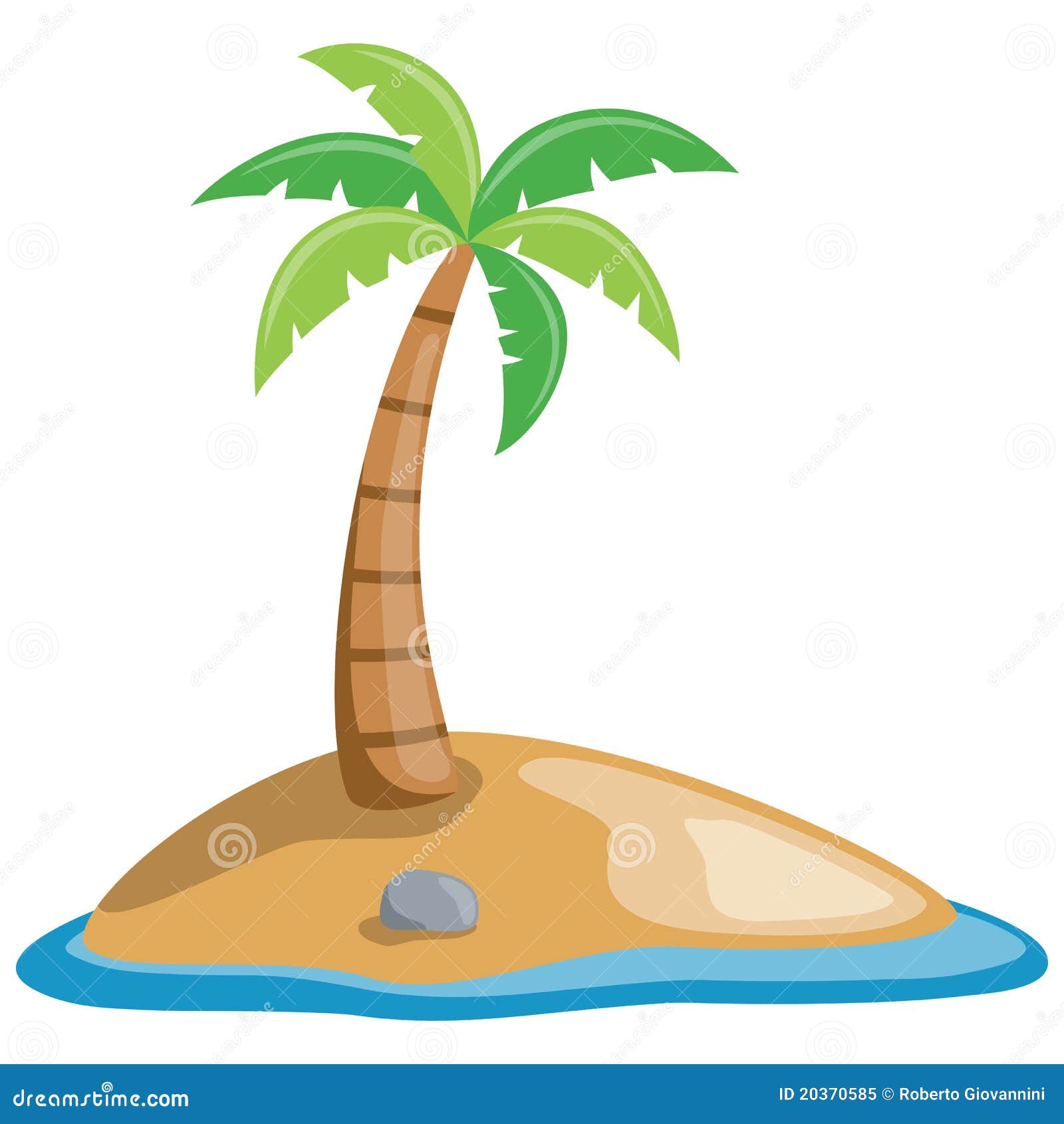 Palmera En Una Pequeña Isla Ilustración del Vector - Ilustración de ...