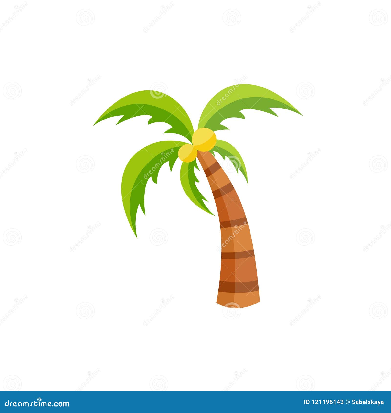 Palmera Plana Del Vector Con El Icono Del Coco Aislado Ilustración del ...