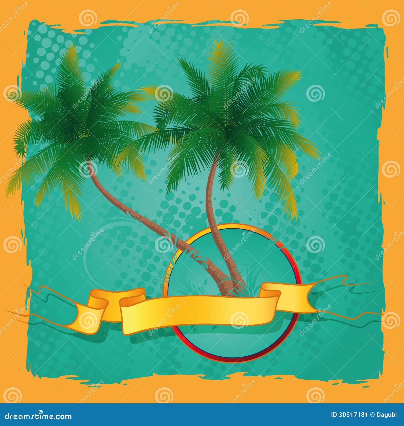 Palmeras Con Un Marco De Texto Ilustración del Vector - Ilustración de ...