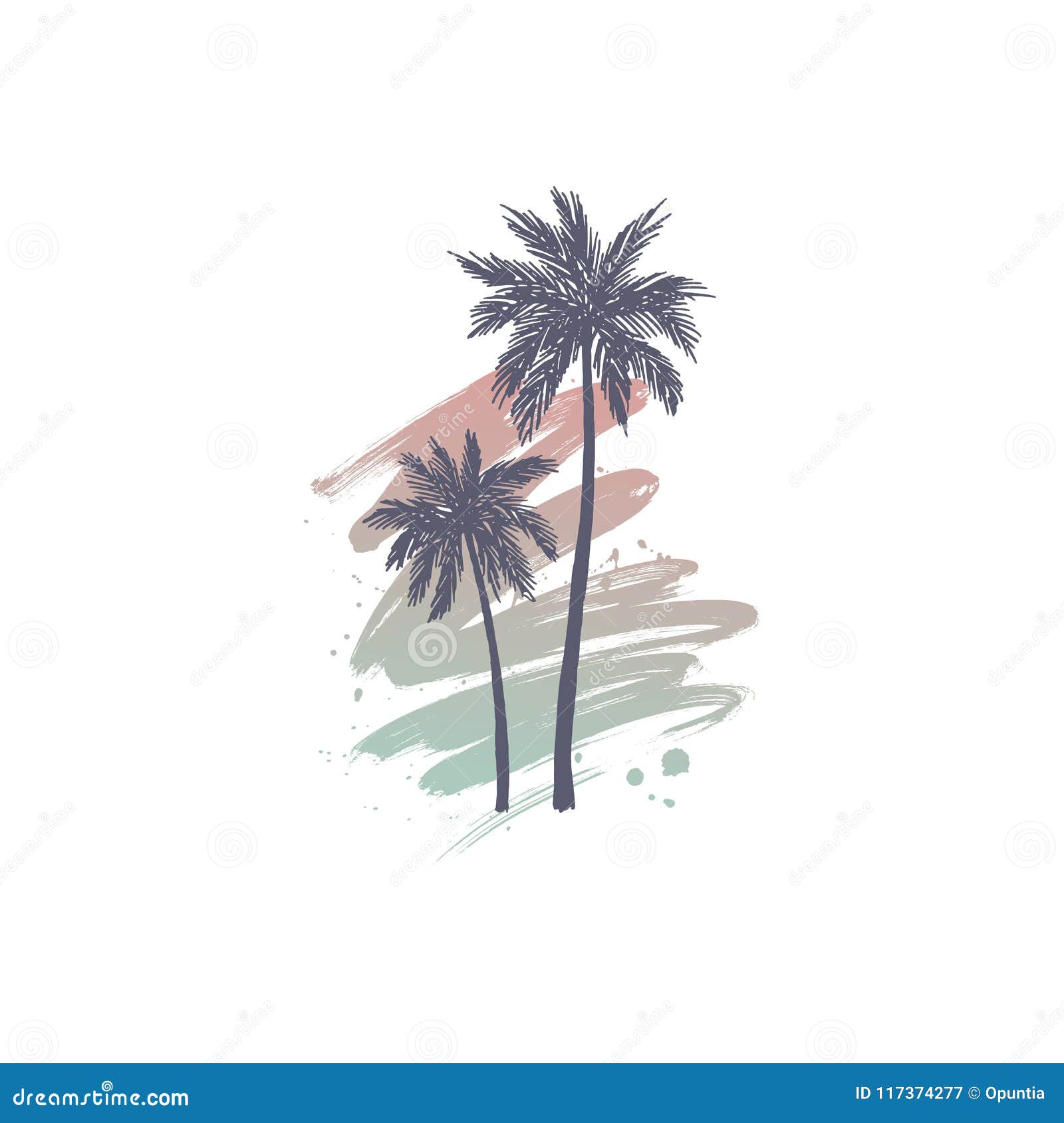 Palmeras dibujadas mano stock de ilustración. Ilustración de trazado ...