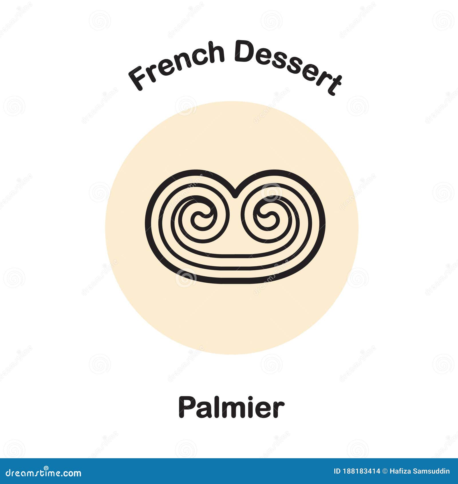 Palmier - French Pastry. Puff Pastry Heart Cookie Illustration. Cartoon ...