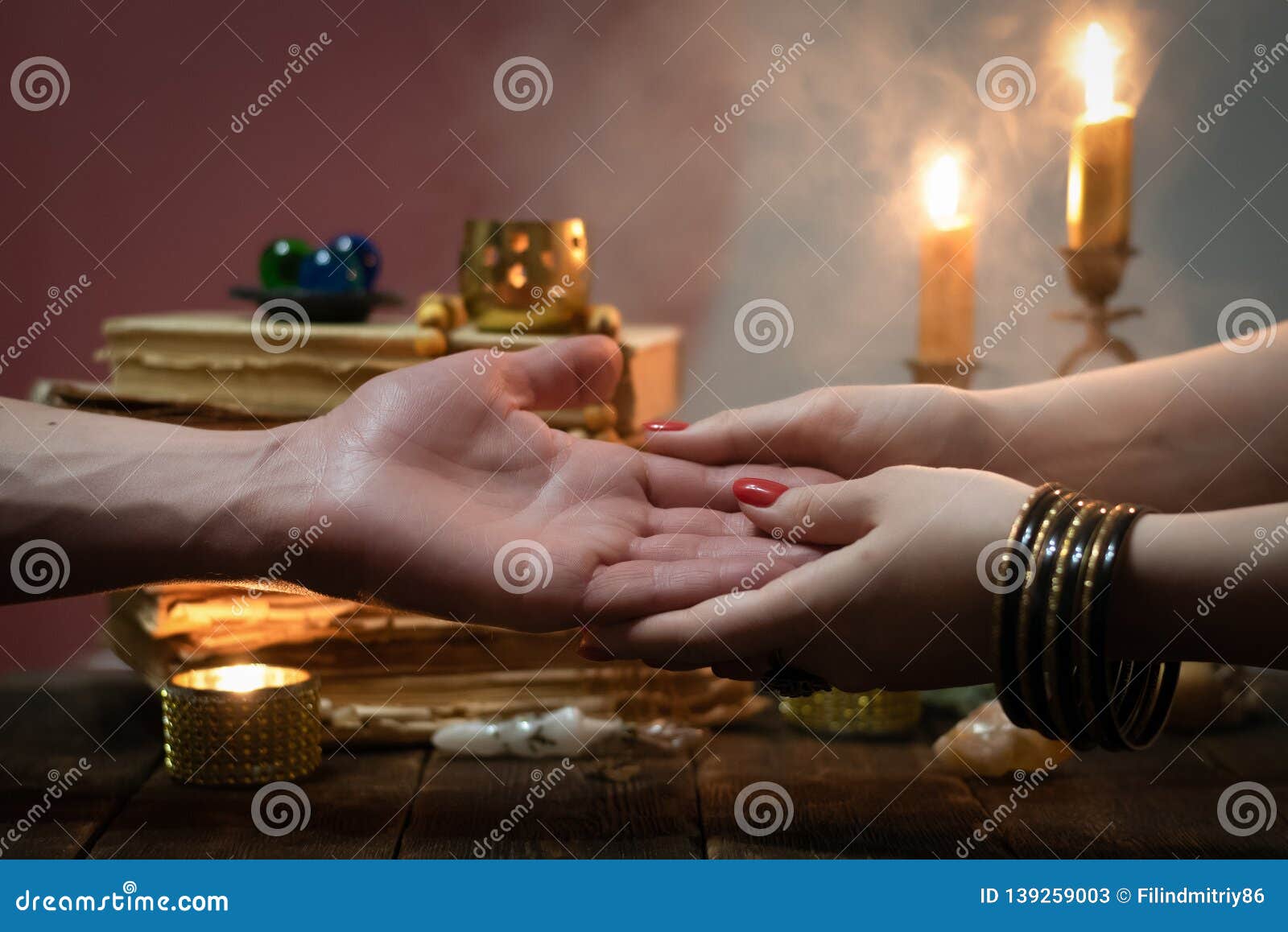 Palmist. stock image. Image of forerunner, amulet, candle - 139259003