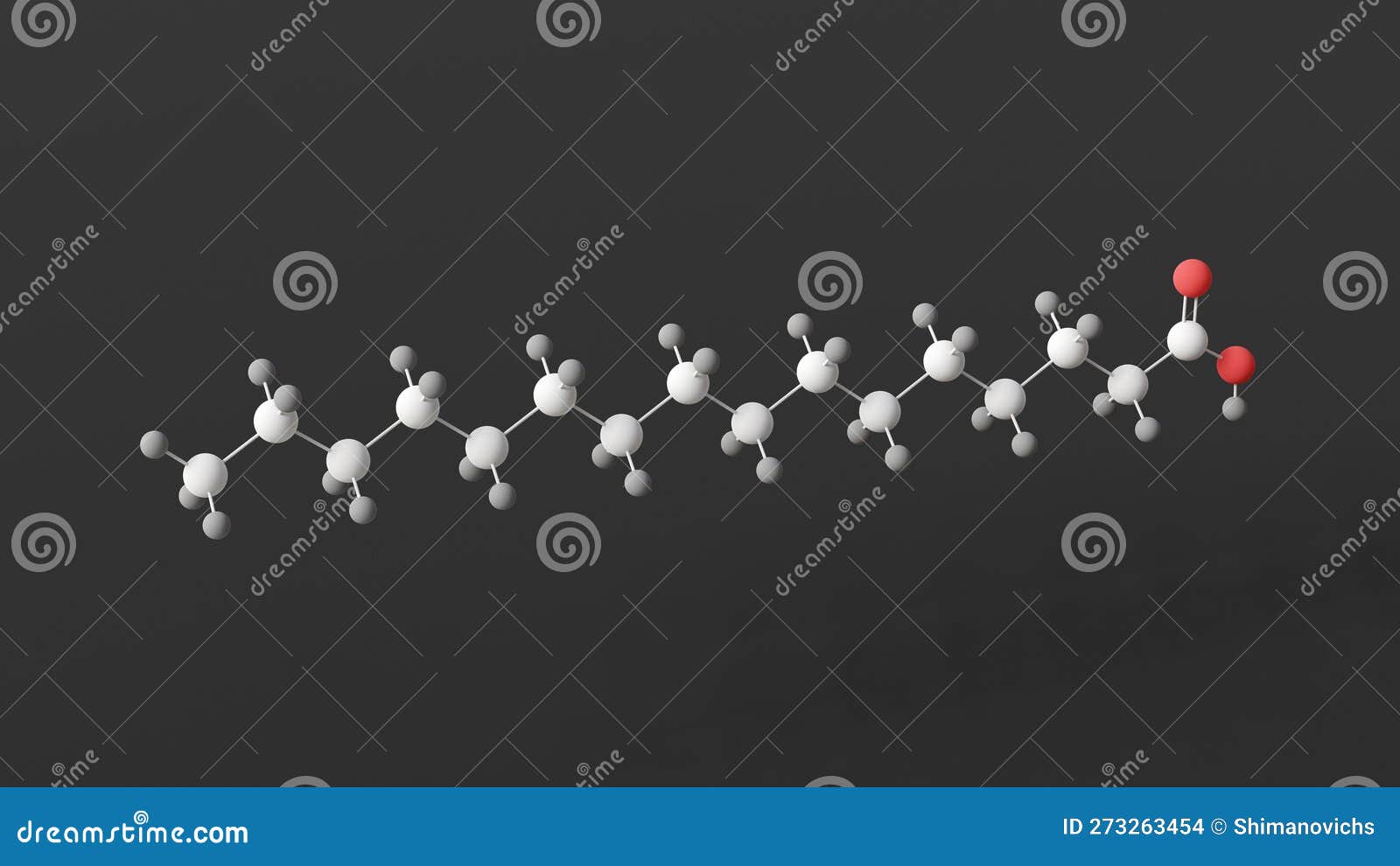 Palmitic Acid Molecule, Molecular Structure, Hexadecanoic Acid, Ball ...