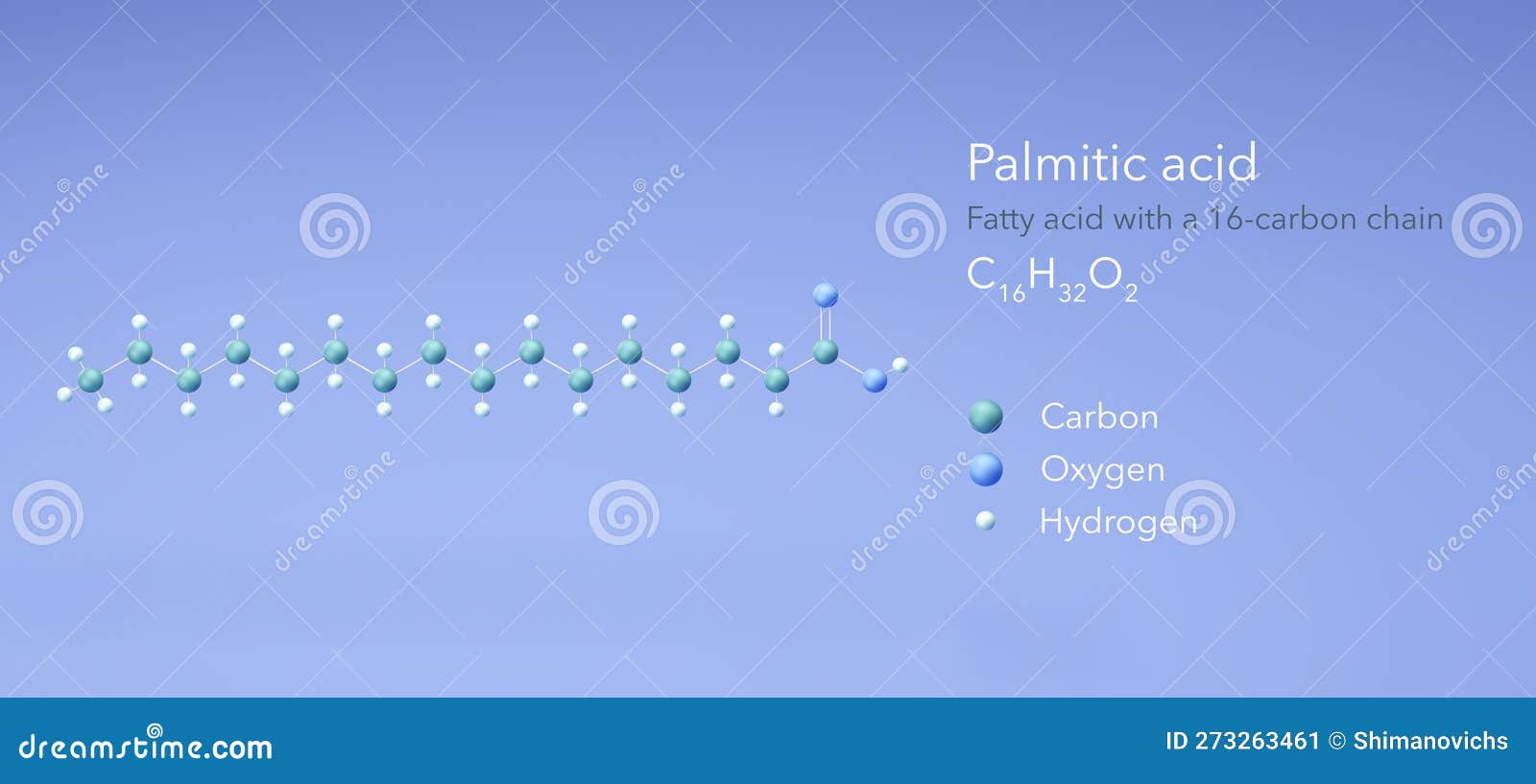 Palmitic Acid Molecule, Molecular Structures, Hexadecanoic Acid, 3d ...