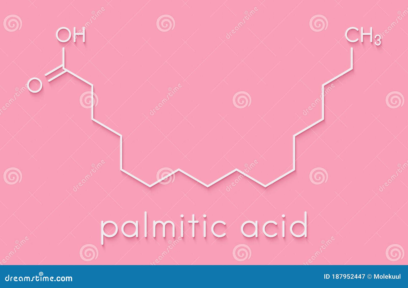 Palmitic Hexadecanoic Acid Saturated Fatty Acid Molecule. Skeletal ...