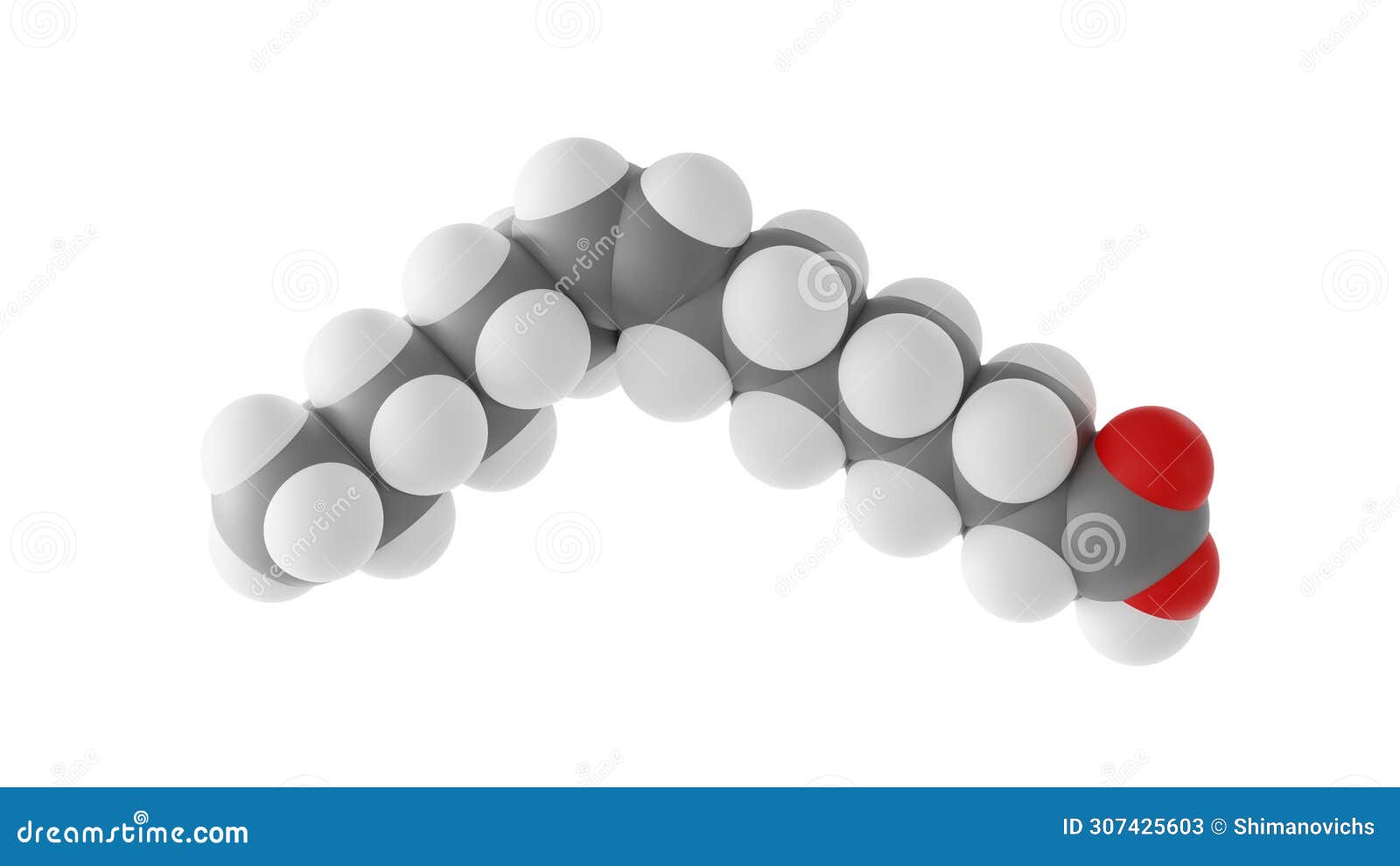 Palmitoleic Acid Molecule, Omega-7, Molecular Structure, Isolated 3d ...