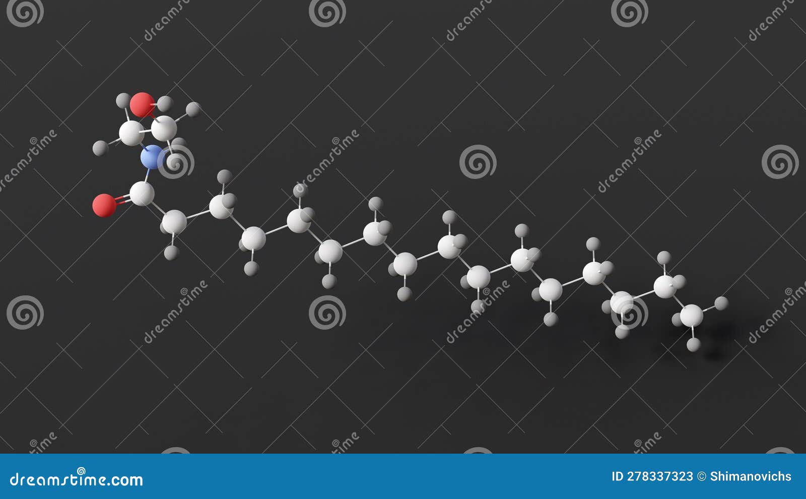 Palmitoylethanolamide PEA Drug Molecule. 3D Rendering. Atoms Are ...