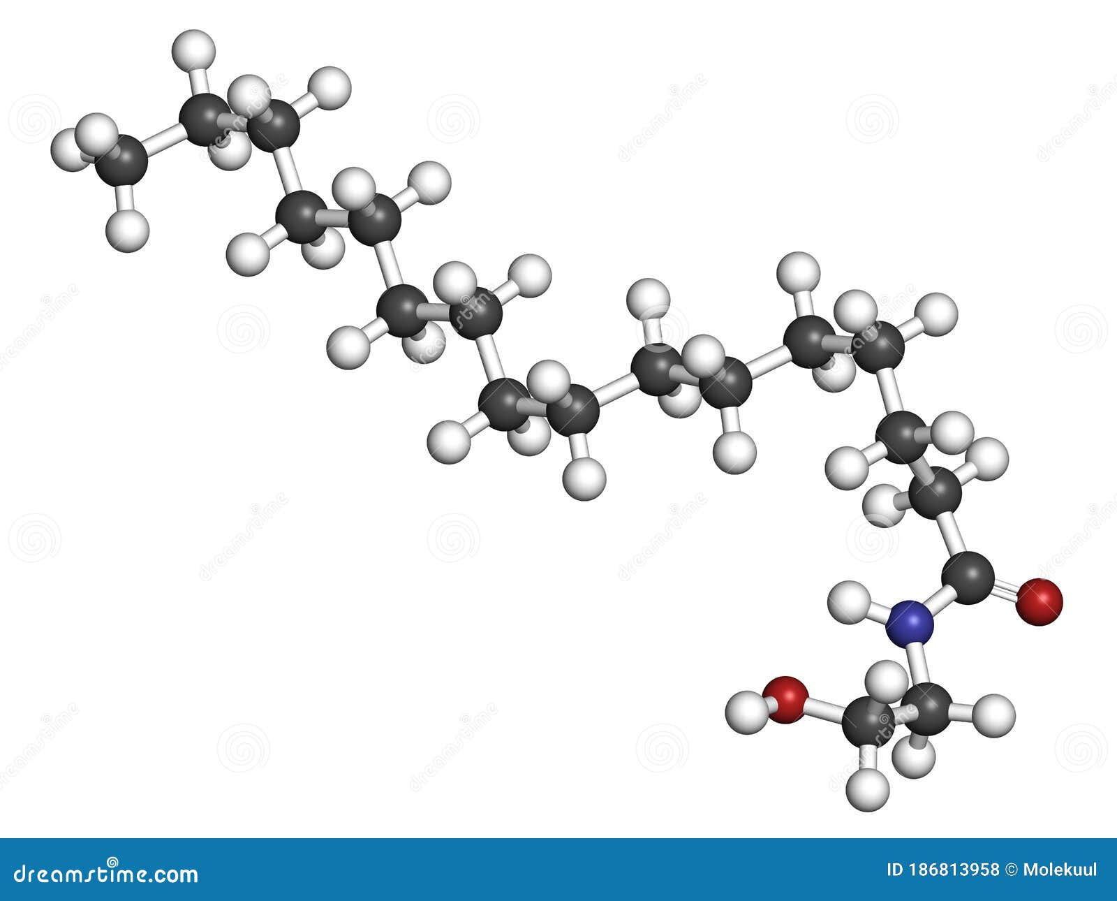 Palmitoylethanolamide PEA Drug Molecule. 3D Rendering Stock ...