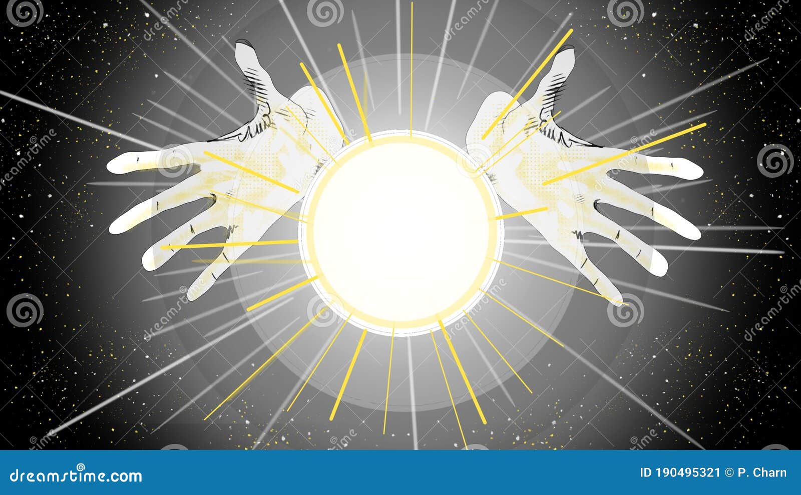 The Palms of Both Hands are Centered Out, with a Crystal Ball Prophecy ...