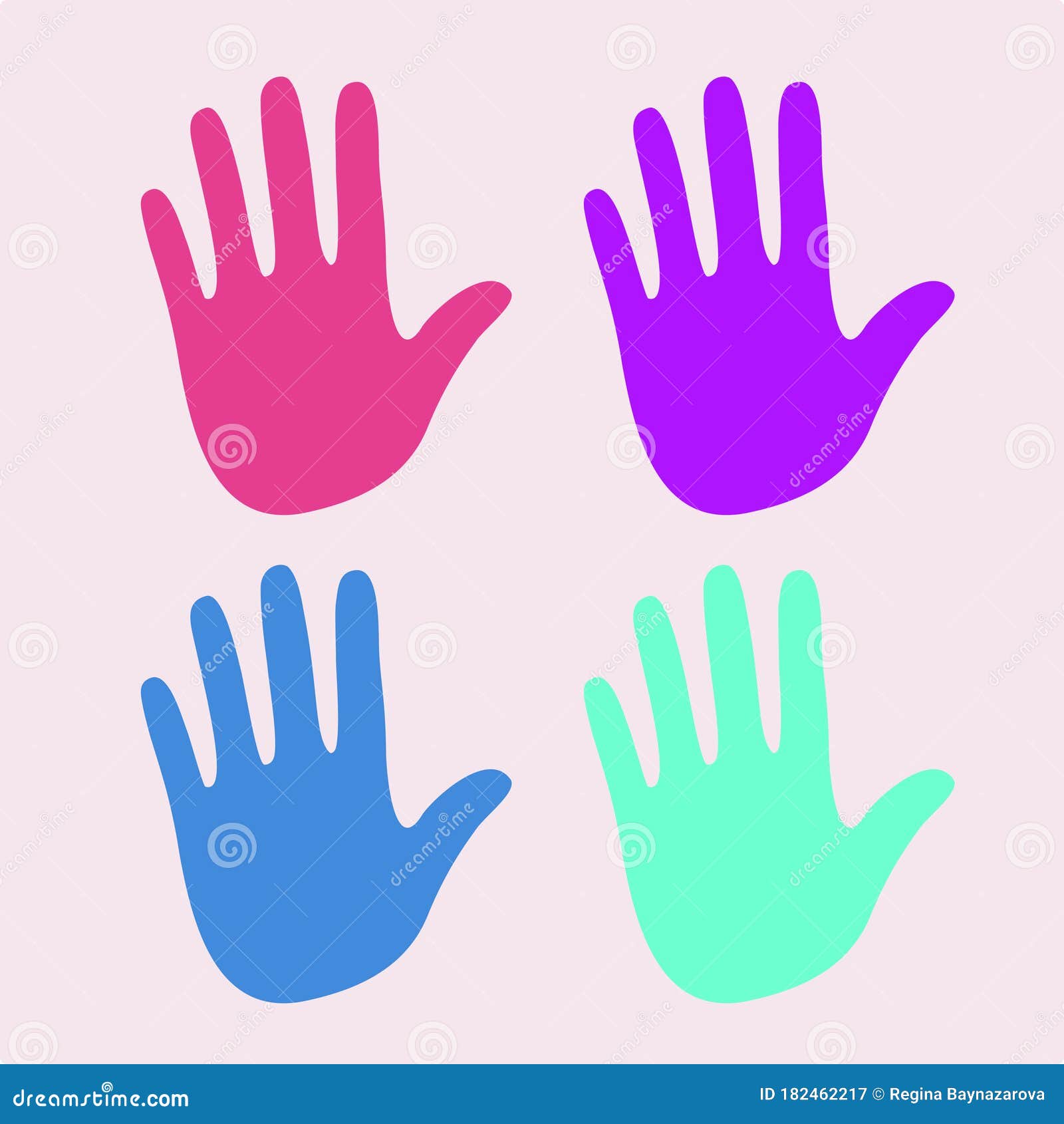 Palms of Different Colors on a Pink Background Stock Vector ...