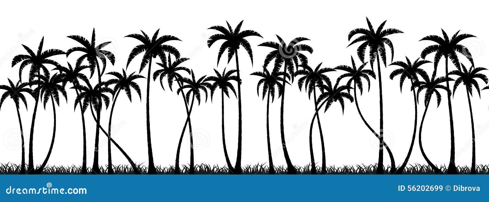 Palms grove silhouette stock vector. Illustration of travel - 56202699