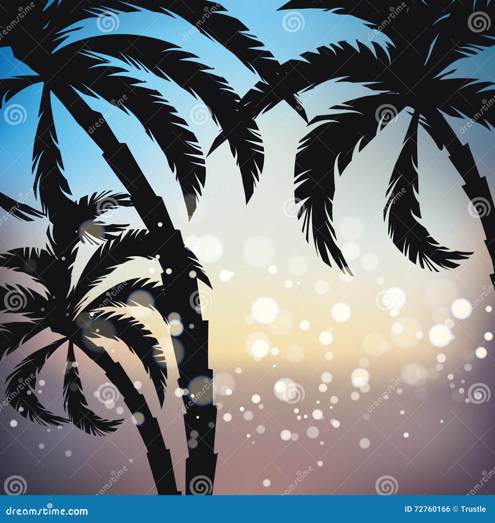 Palms sunset background stock vector. Illustration of hawaii - 72760166
