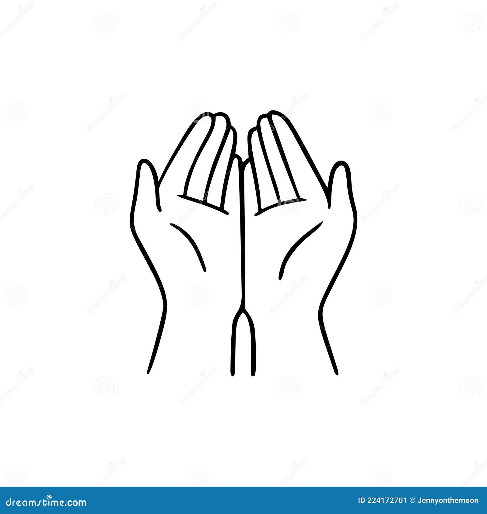 Palms Up Together Gesture Human Hand. Vector Doodle Illustration. Stock ...