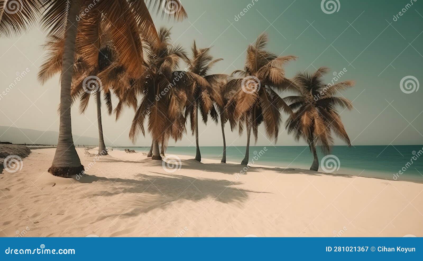 Palmy Trees and a Sandy Beach Await Your Escape Stock Illustration ...