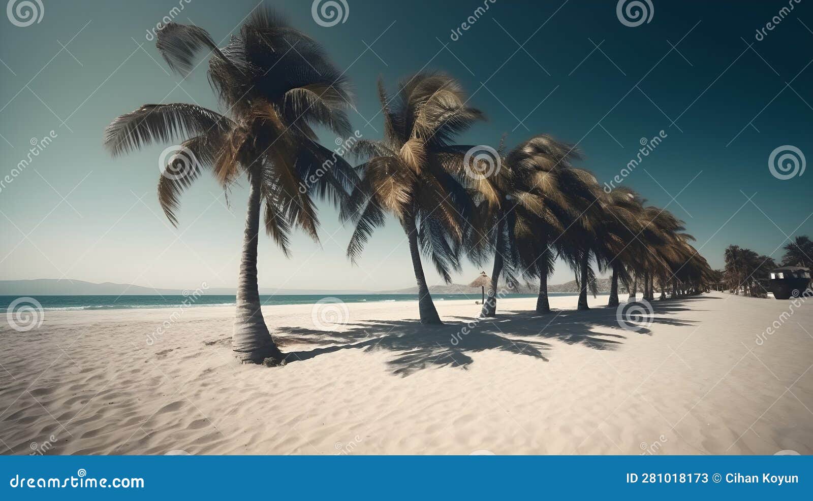 Palmy Trees and a Sandy Beach Define Paradise Stock Illustration ...