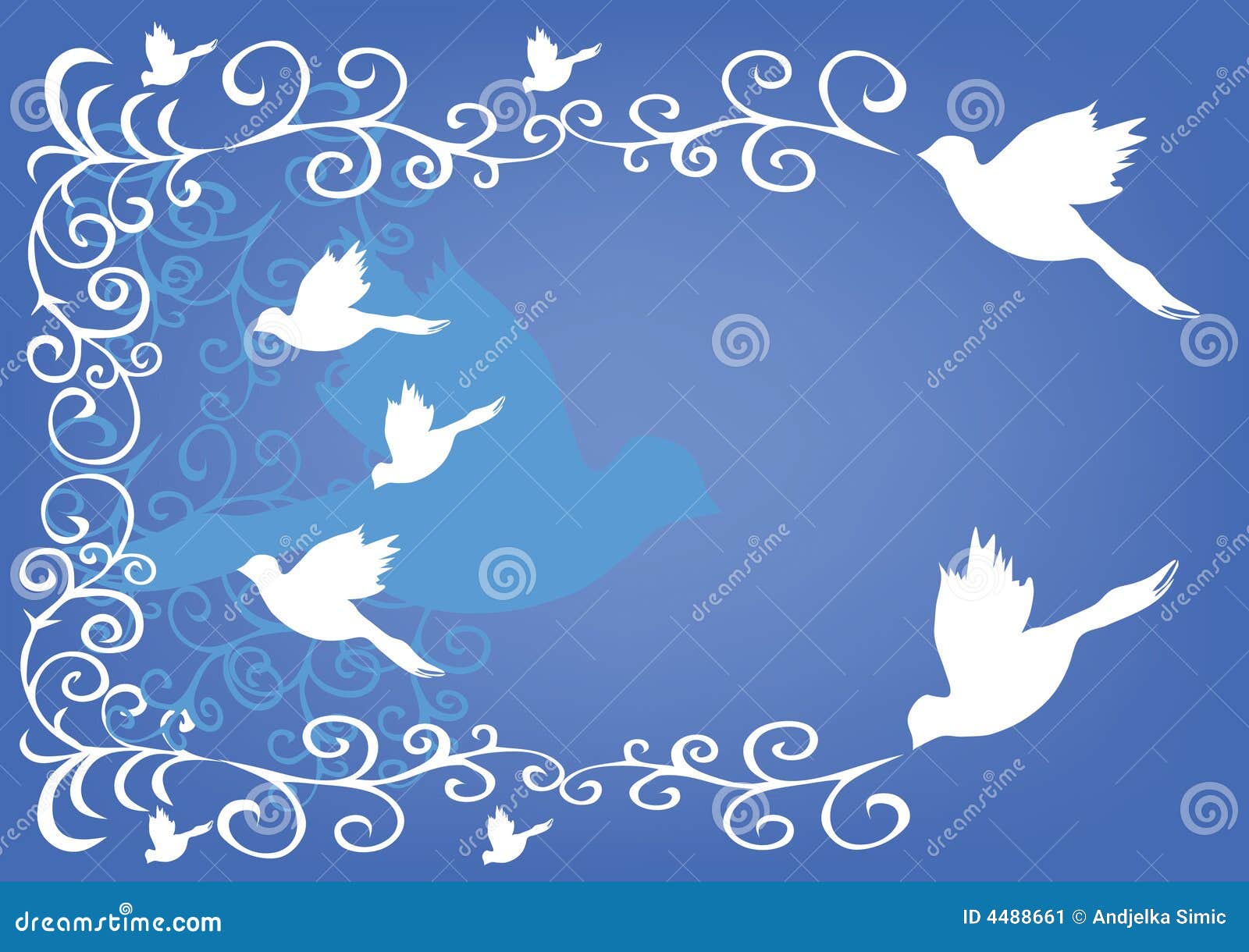 Paloma en fondo azul ilustración del vector. Ilustración de carta - 4488661