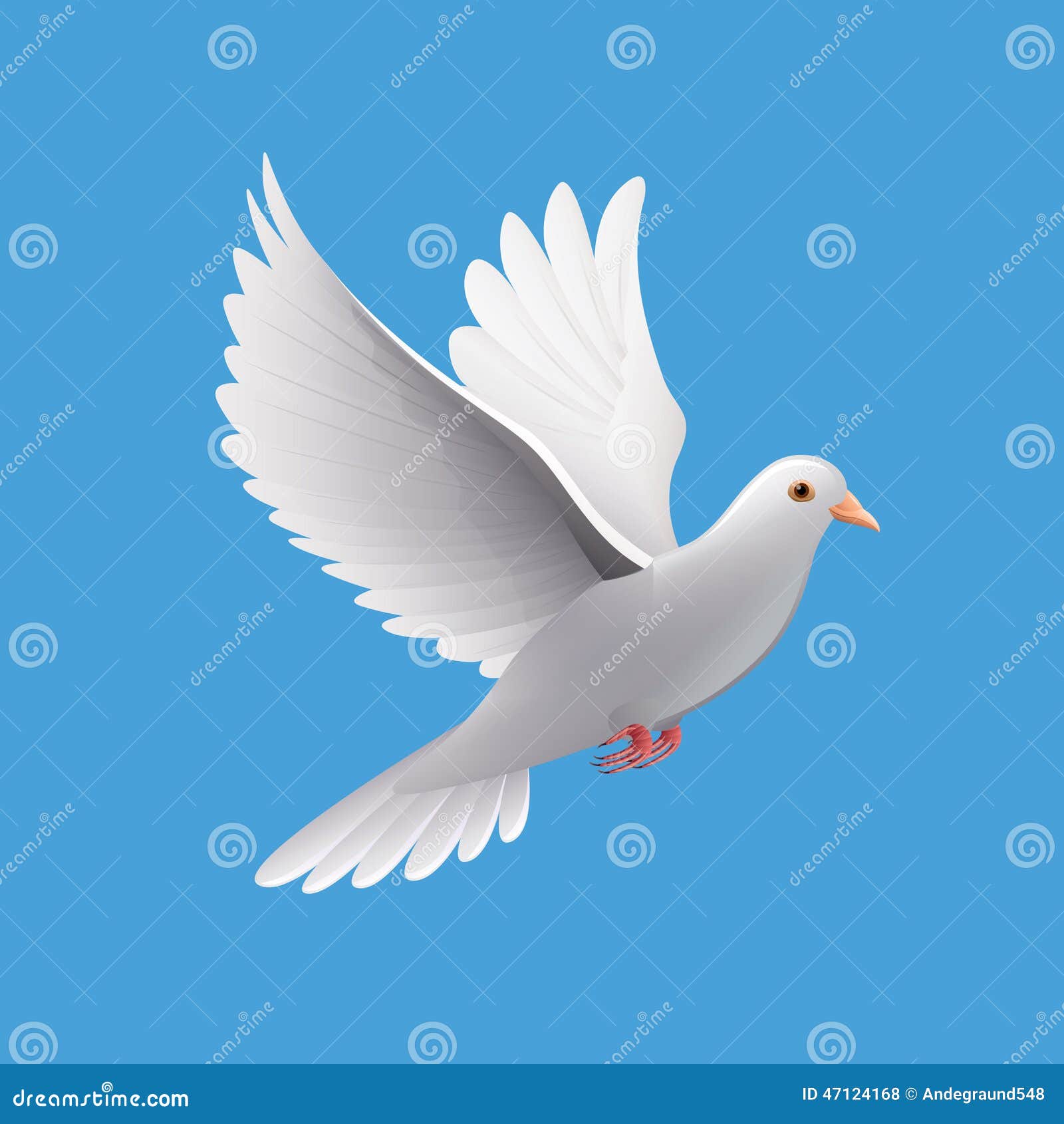 Paloma Que Vuela Aislada En Vector Azul Ilustración del Vector ...