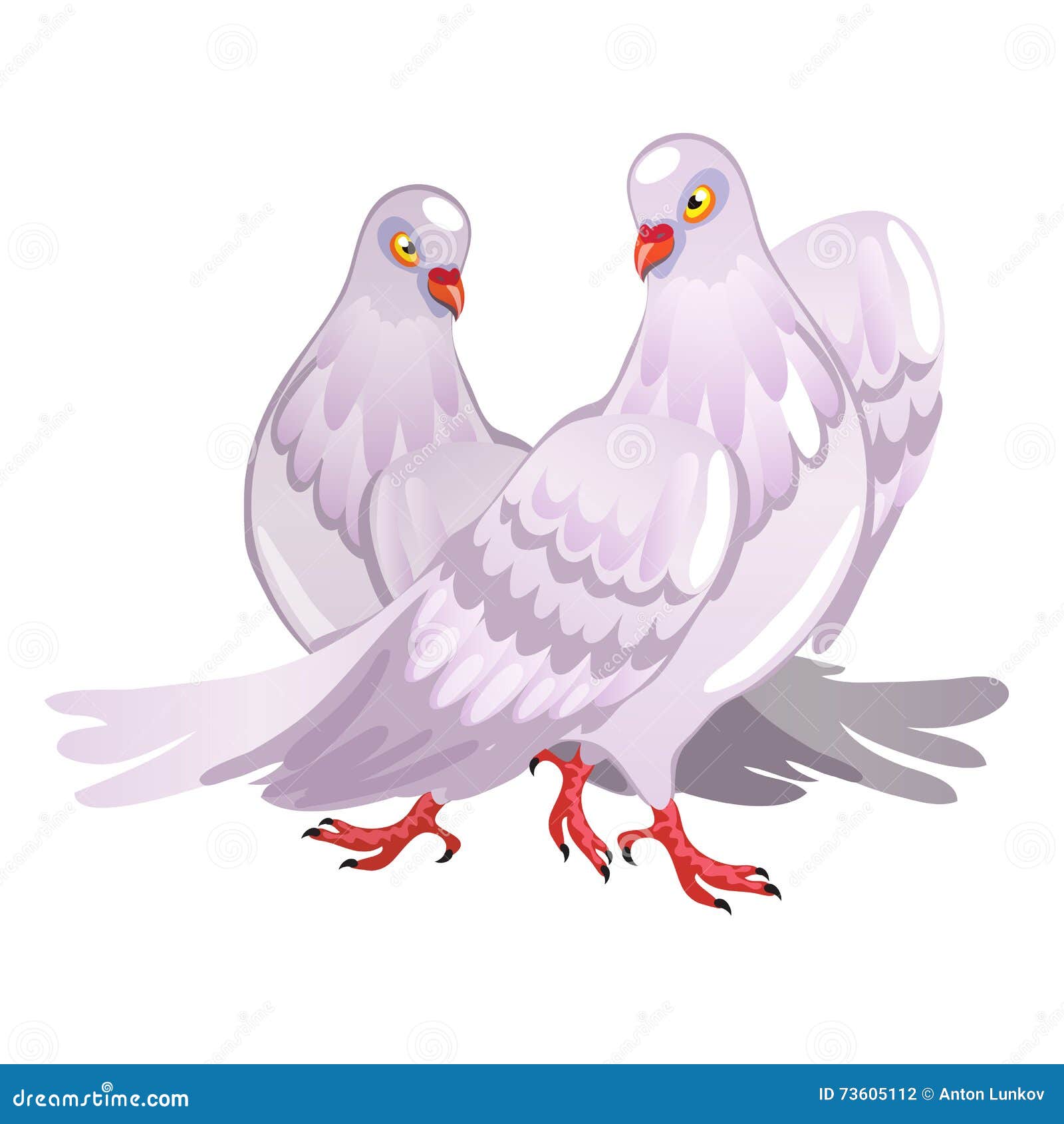 Paloma Rosada Dos Símbolo Del Amor Ilustración del Vector - Ilustración ...