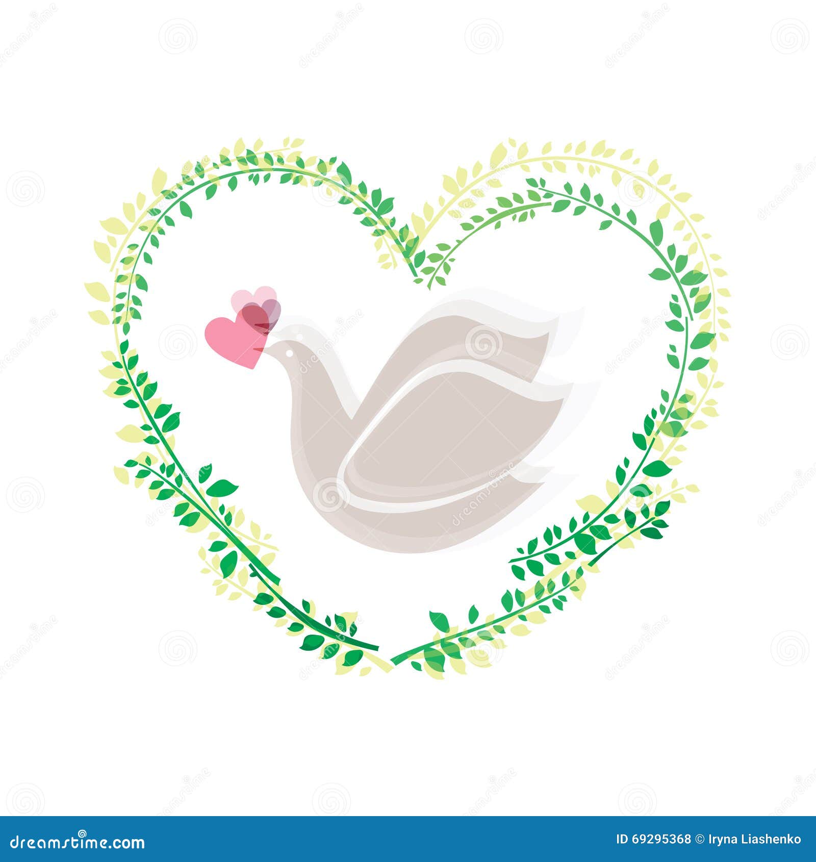 Paloma y corazón stock de ilustración. Ilustración de icono - 69295368