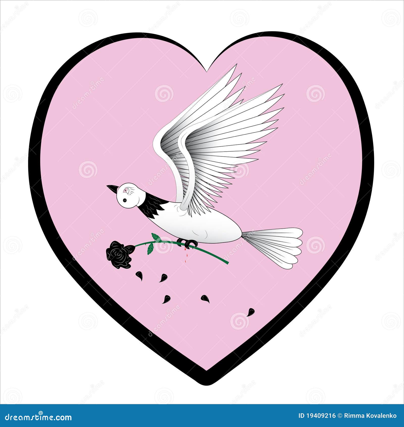 Paloma y una rosa. ilustración del vector. Ilustración de flor - 19409216