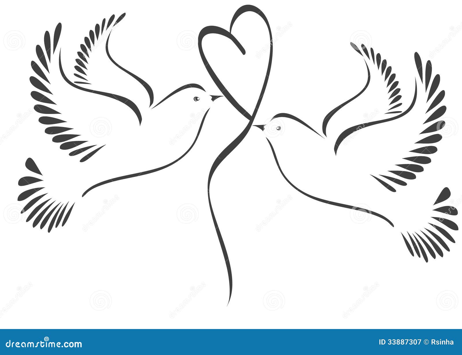 Palomas con el corazón ilustración del vector. Ilustración de boda ...