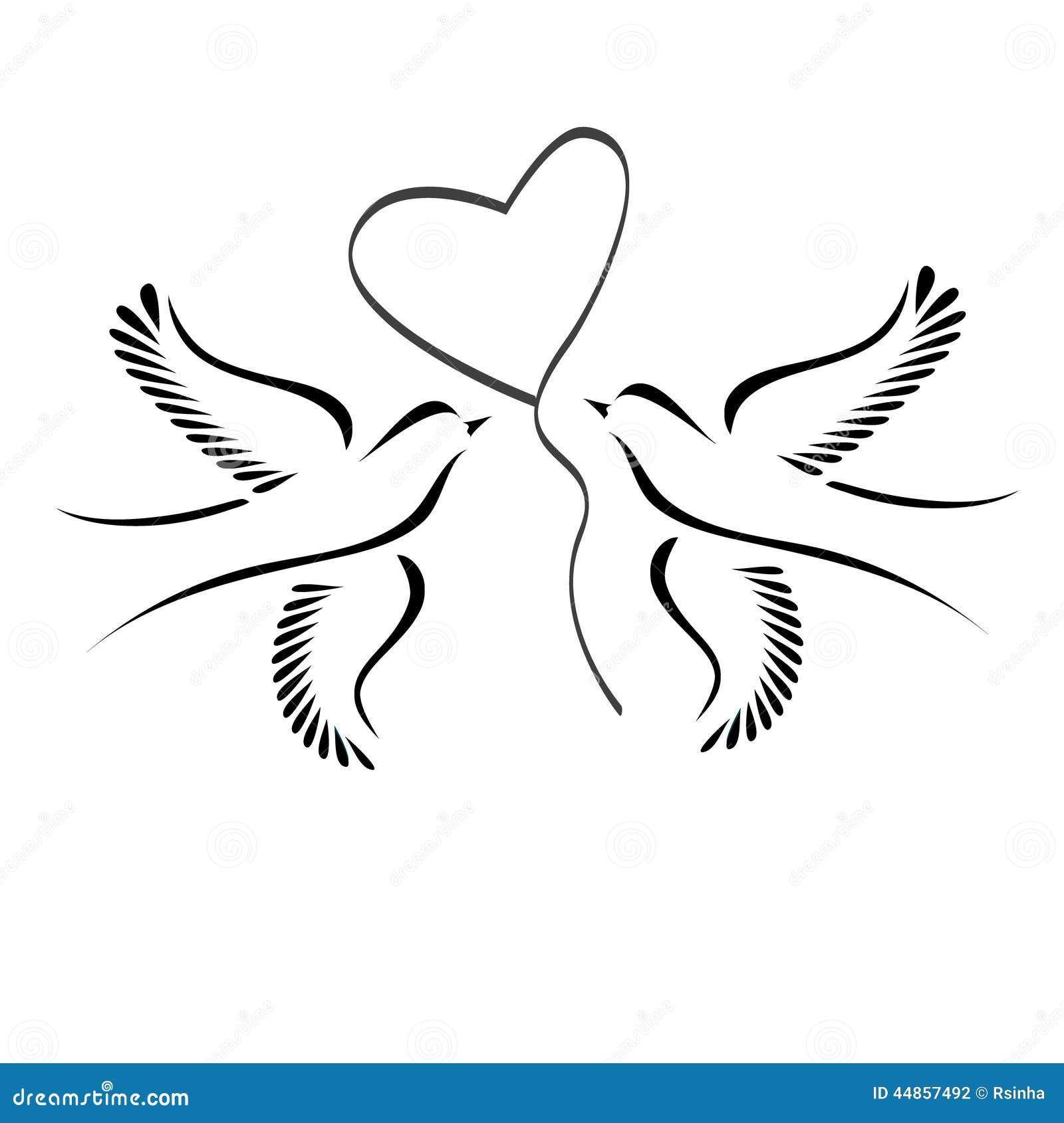 Palomas con el corazón ilustración del vector. Ilustración de icono ...