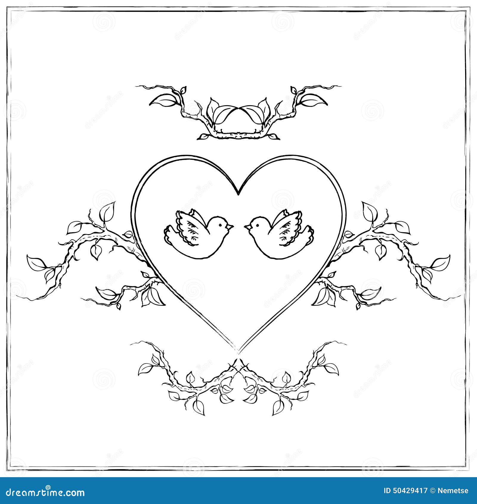 Palomas con el corazón ilustración del vector. Ilustración de elegante ...