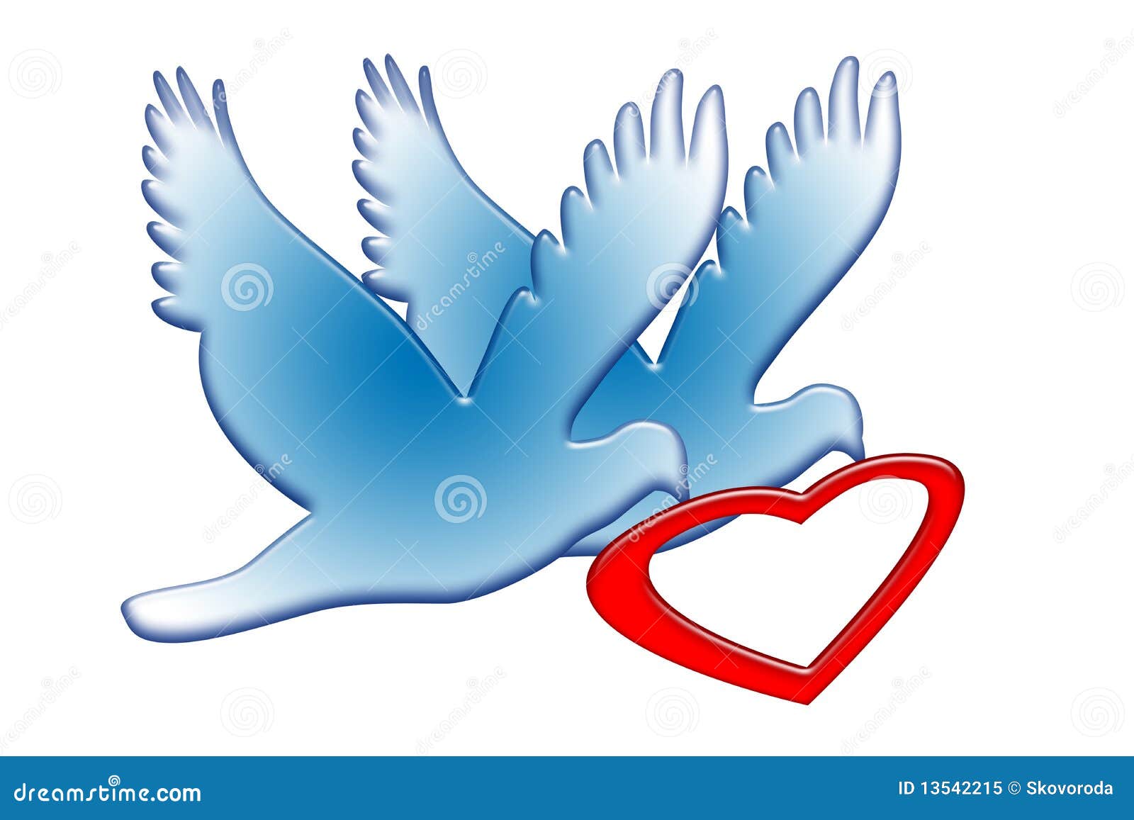 Palomas Con El Corazón Rojo Stock de ilustración - Ilustración de ...